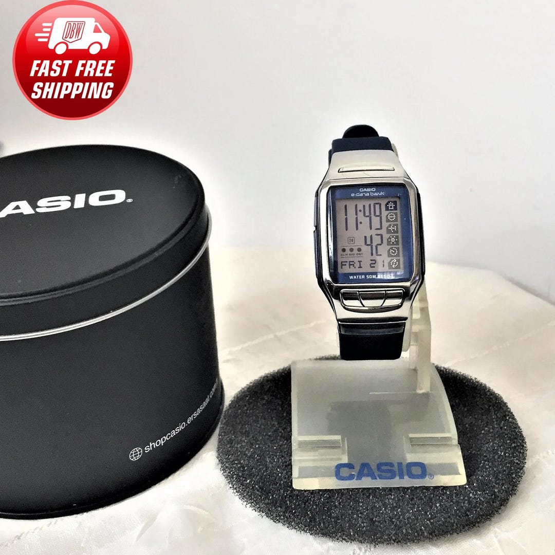 Vintage Casio EDB-120 Travel /e-databank 10, World Time Digital Wrist ...