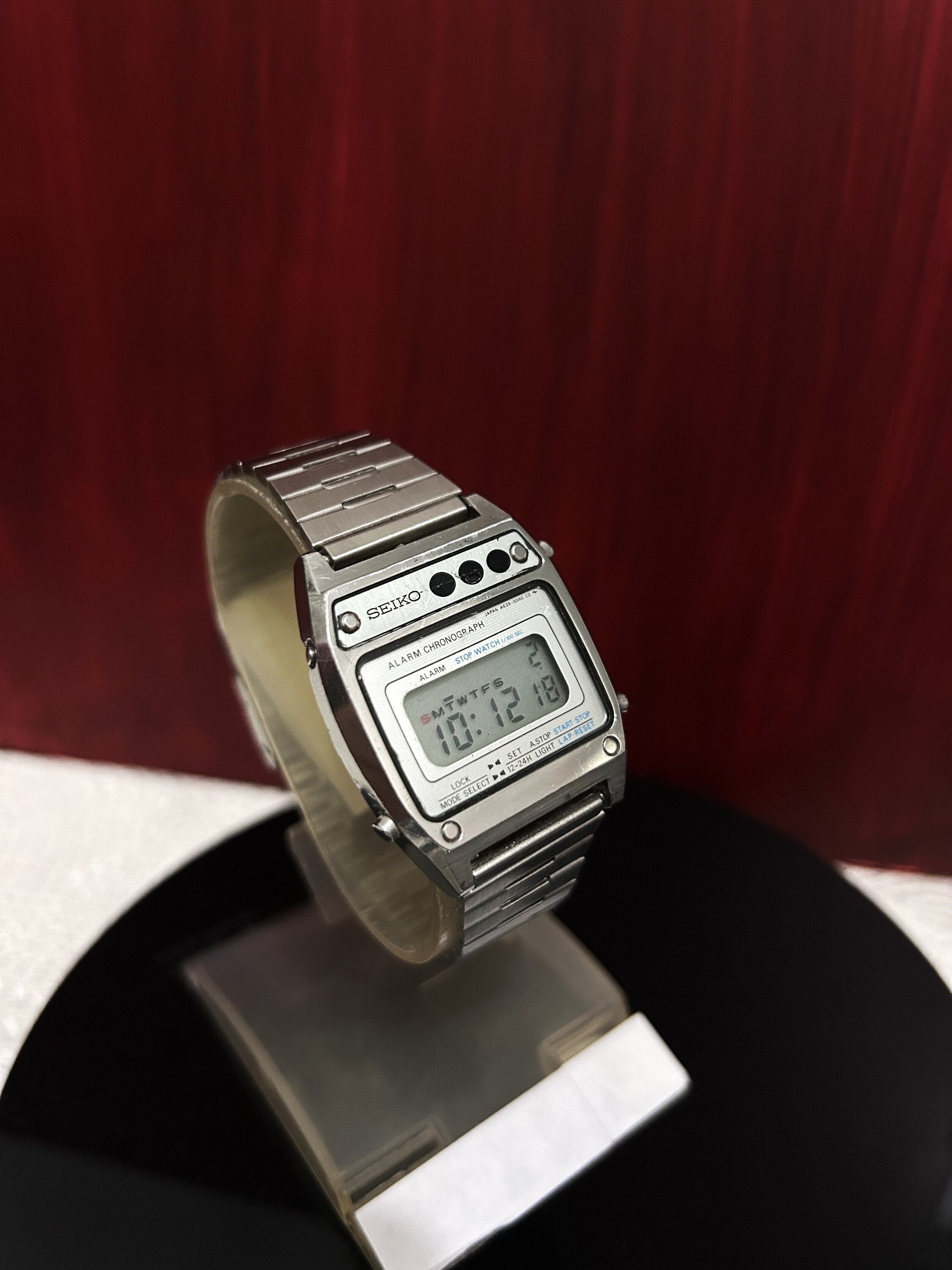 Vintage Seiko Quartz Battery Alarm Chronograph Digital Watch Work A639 ...