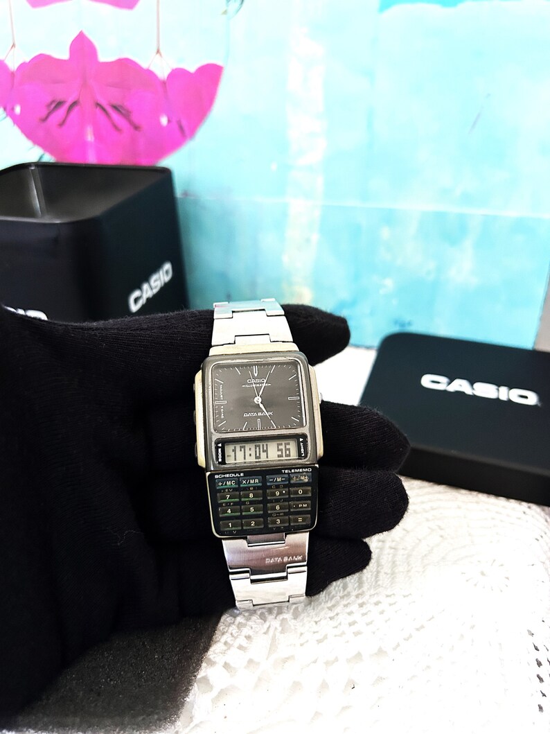 Ultra Rare Vintage Casio ABC-31 Data Bank Digital & Analog Black Dial ...