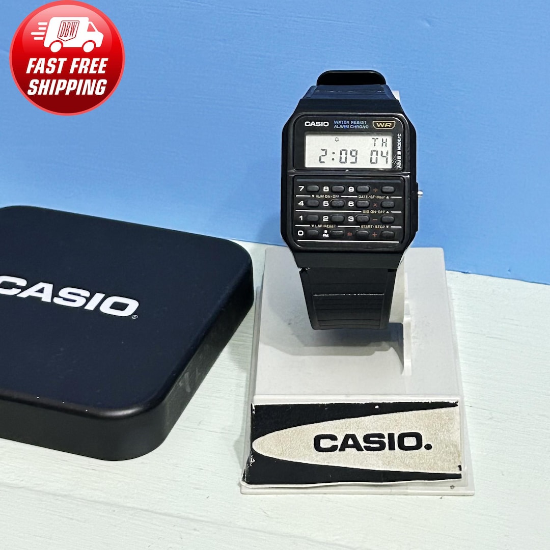 Casio CA-53W Wrist Watch Black Color/ Original Tin Casio Box/ Very Good Condition/ Black ...