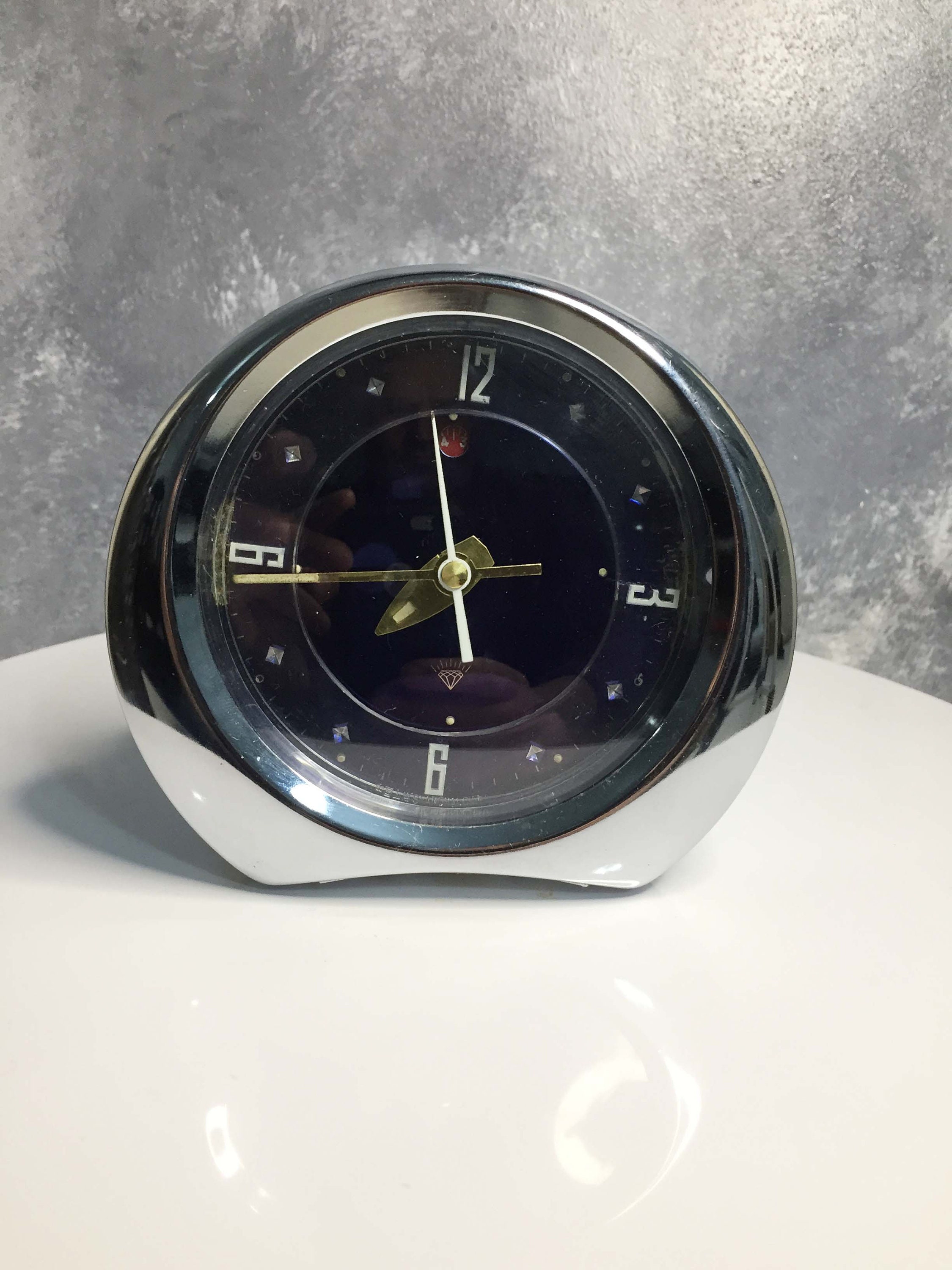 Vintage /antique 1960s Turquoise Metal Modern Alarm Clock / Mechanical ...