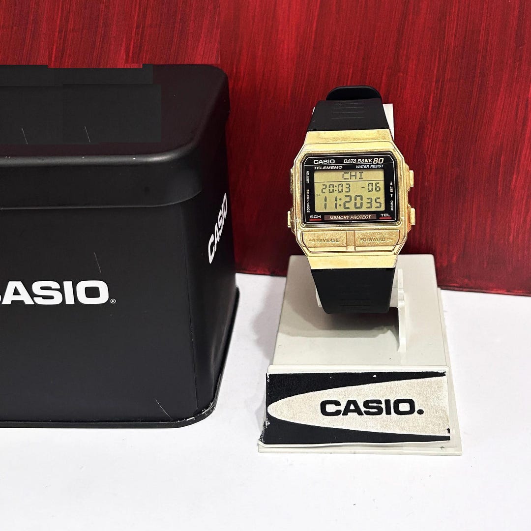 Rare Vintage Casio - DB-800 Gold Color Case Data Bank 1485 80 Telememo ...