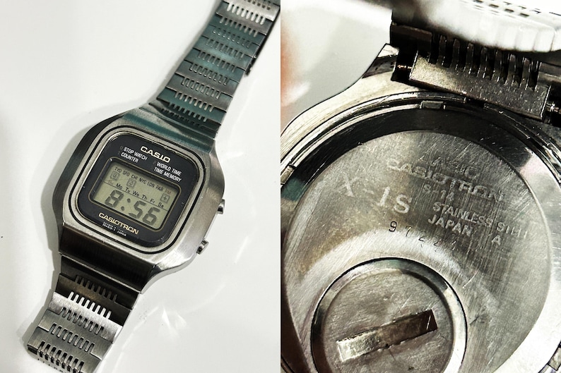 Casio Casiotron S-14/ Watch Mens Digital LCD World Time/ 1970s Digital ...
