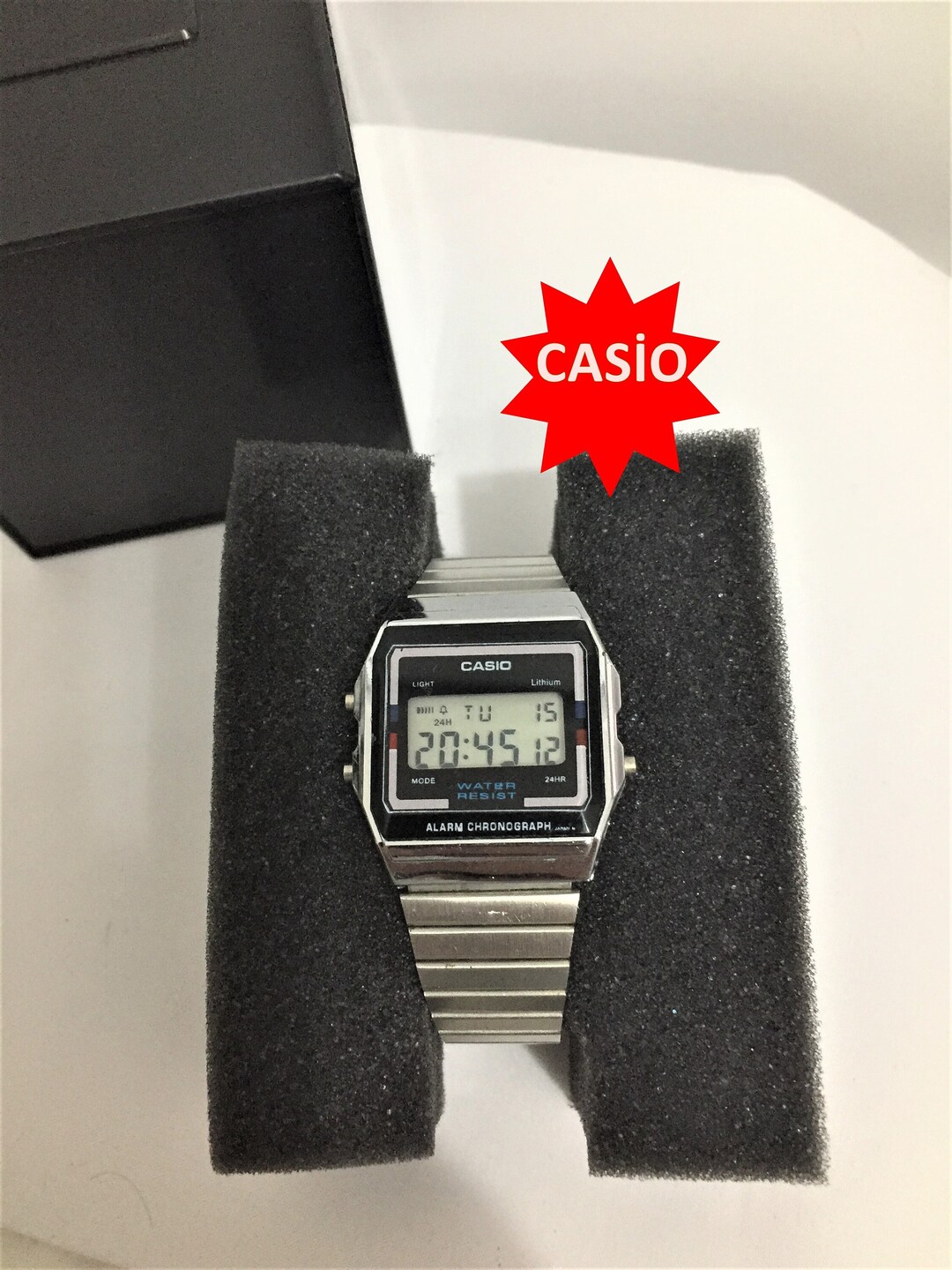 Vintage CASIO A156W Digital Quartz Watch 80s Steel Band 1980s Quartz ...