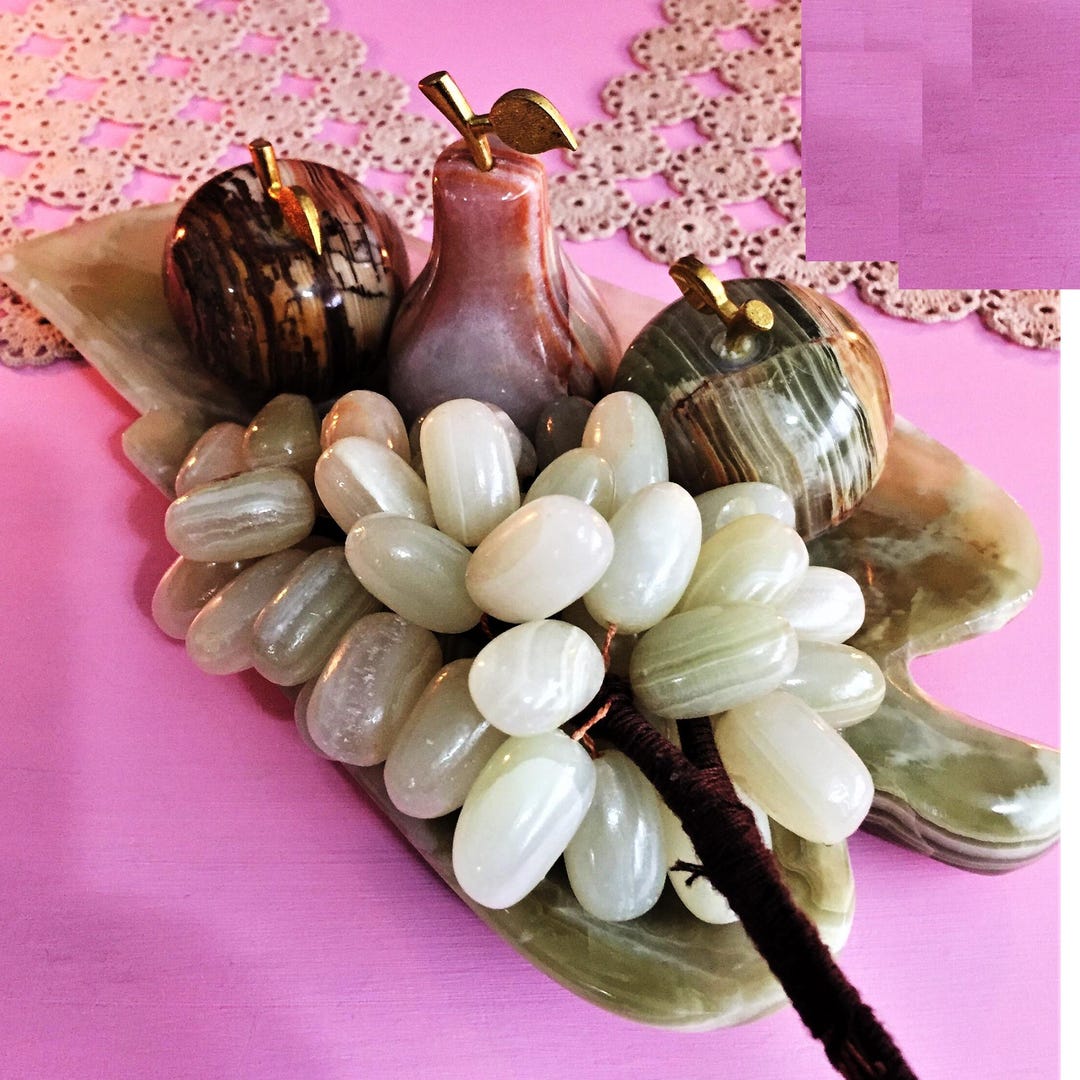 Handmade Onyx Marble Fruit Set/ Apple Pear Grape Slice / Gorgeous Home ...