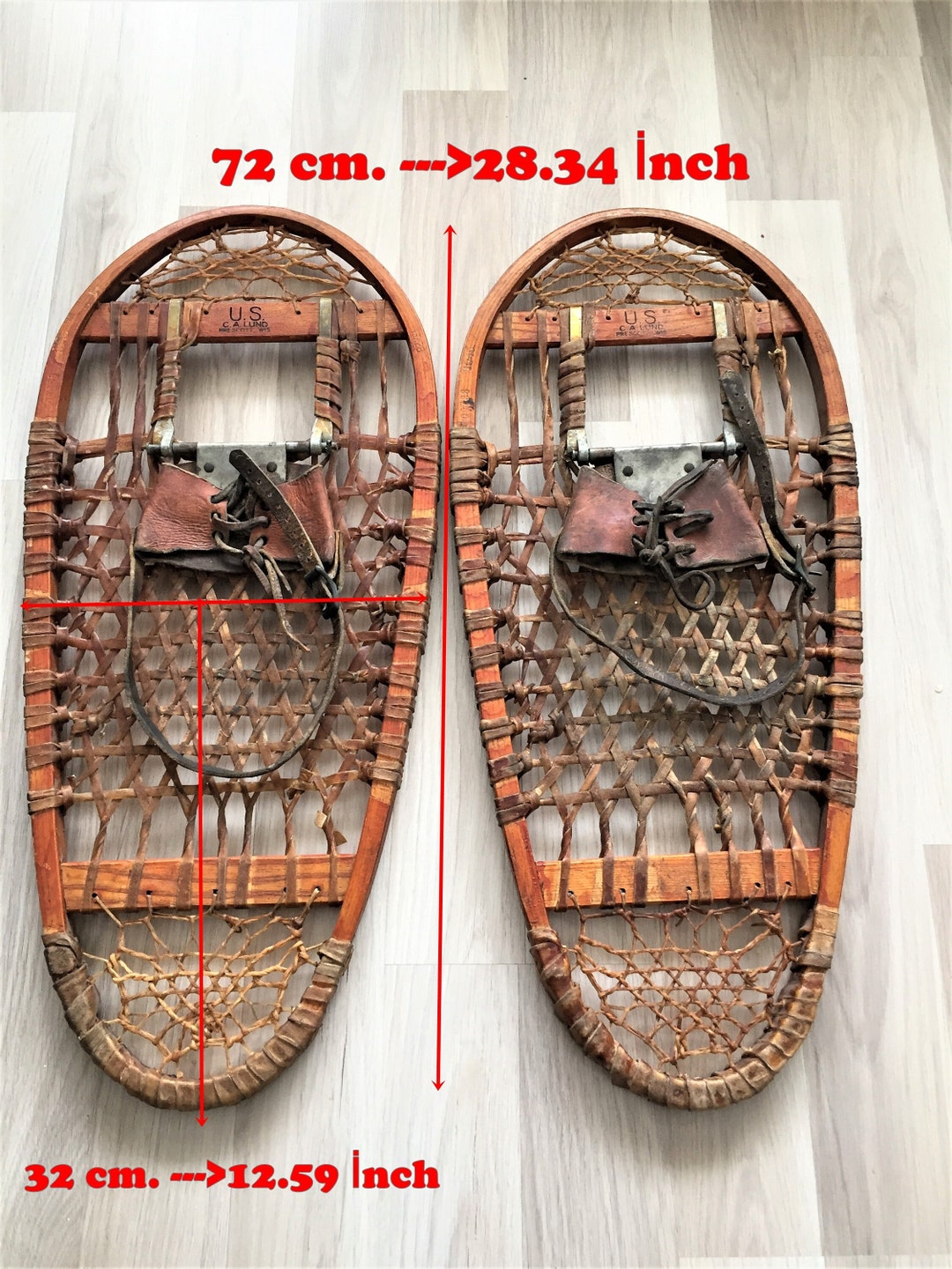 RARE Vintage 1940s 1944 Military Wooden Snowshoes/ 72X 32/ Snocraft İnc ...