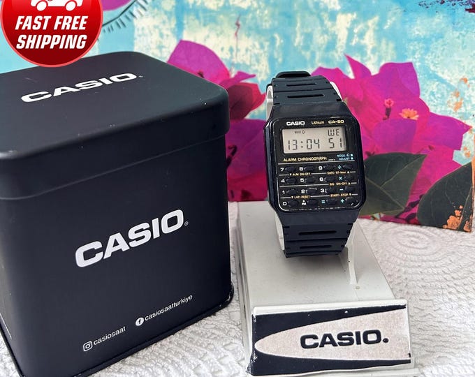 Rare Vintage Casio ABC-30 Data Bank Digital & Analog Black Dial Wrist ...