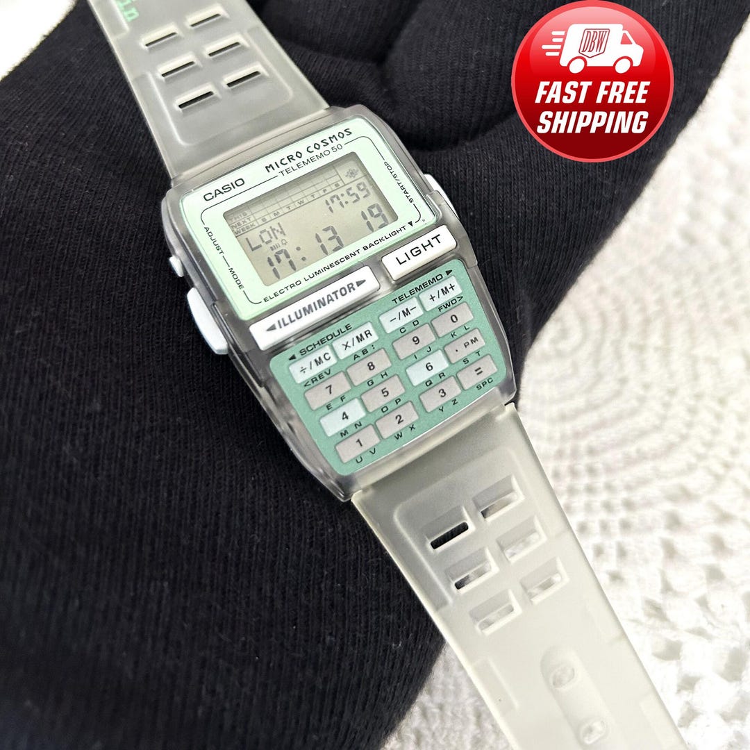 RARE Nos Casio Micro Cosmos Telememo 50 Dbc-63 Databank Memory Calculator Watch 1990s Vintage ...