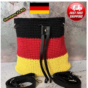 Knitted Bag Handmade German Flag Transformer Back, Shoulder, Cross Use ...
