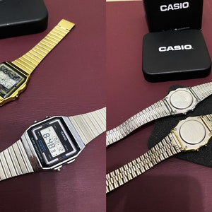 2pc Vintage CASIO A156W Digital Quartz Watch 80s Steel Band 1980s ...