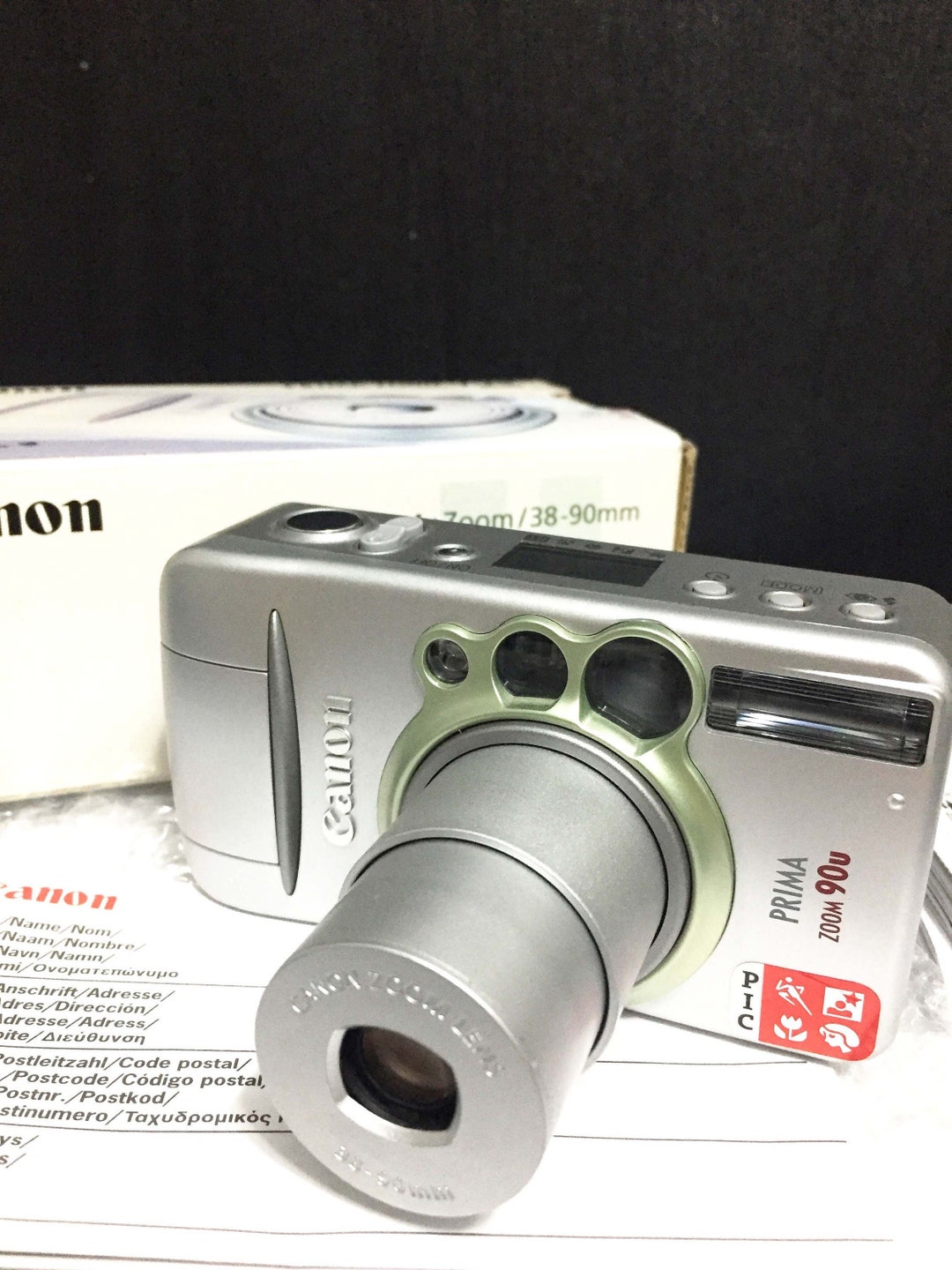 Vintage Unused Canon Prima Zoom 90U Silver With Box /35mm Camera ...