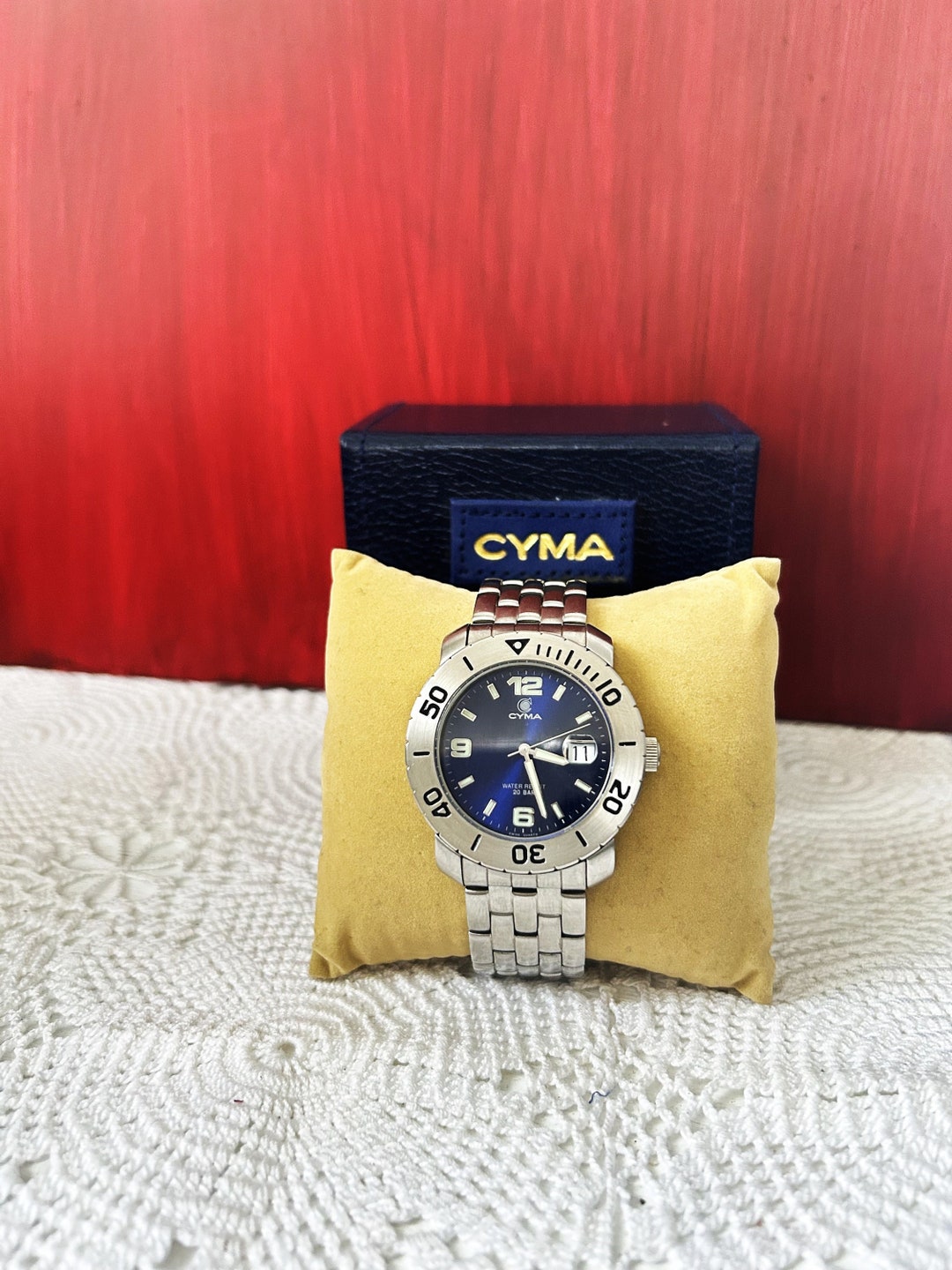 Cyma Watch Quartz Stainless Steel Bracelet Mens Watch Original Box ...