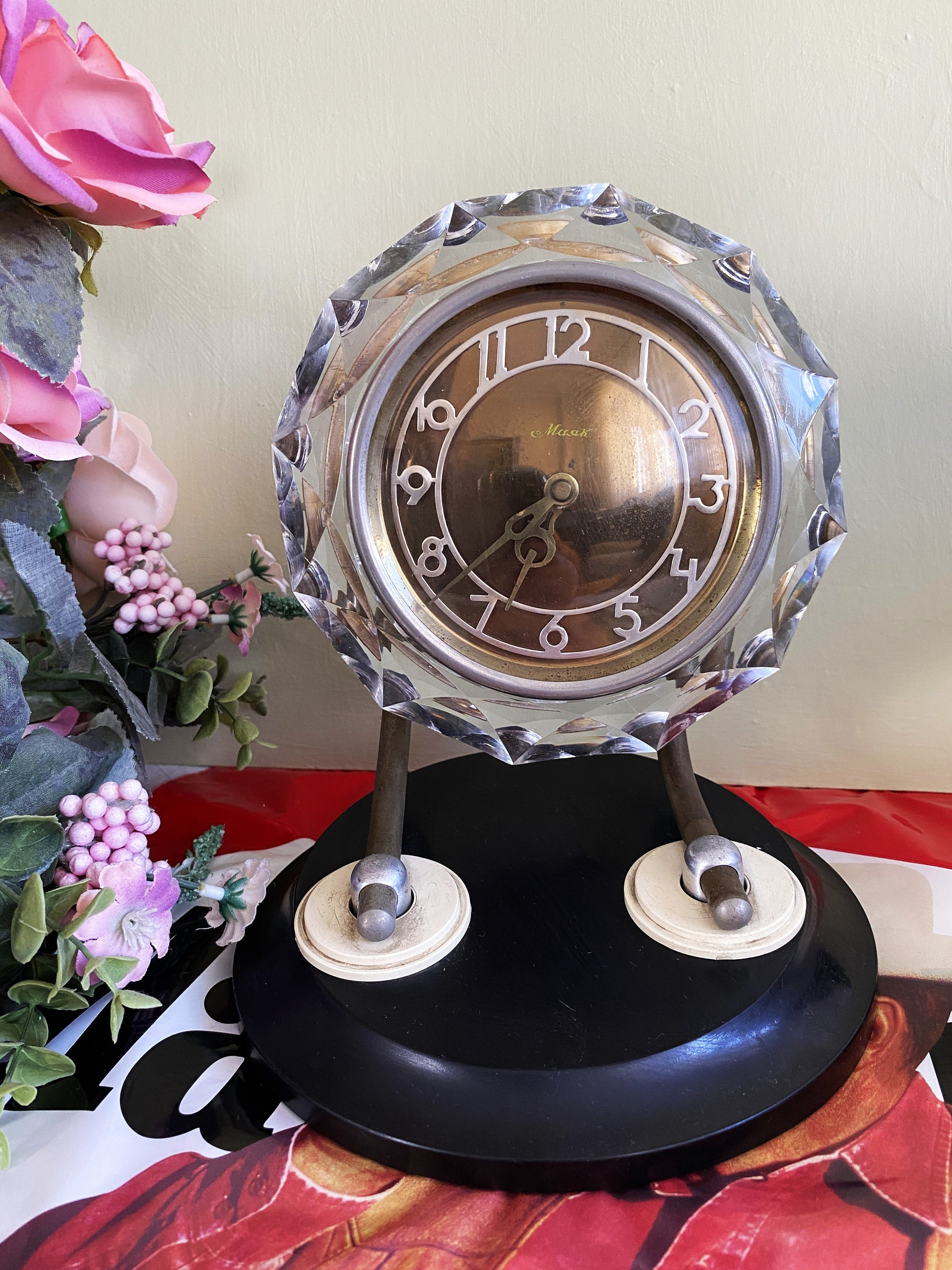 Vintage MAJAK Winting Table Clock Mantel 8 Days Clock Majak USSR ...