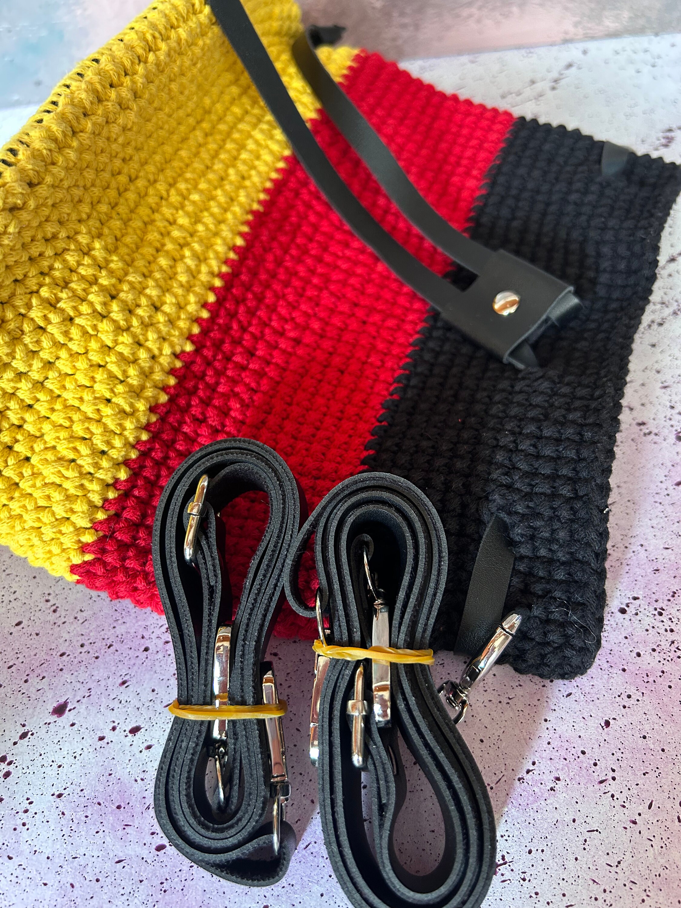 Knitted Bag Handmade German Flag Transformer Back, Shoulder, Cross Use ...