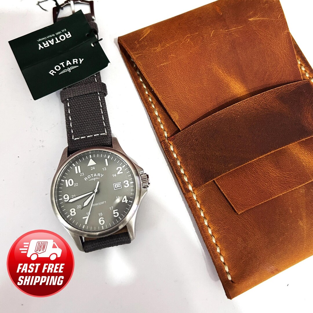 Unused Rotary Mens Military Pilot Watch With Canvas Strap Handmade ...