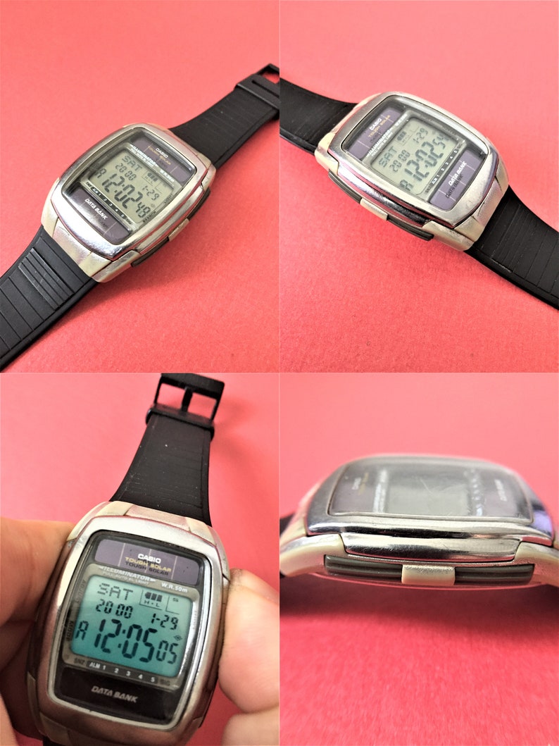 Vintage Casio DB-E30 Databank/ Solar Men's Wristwatch/digital Gray Dial ...