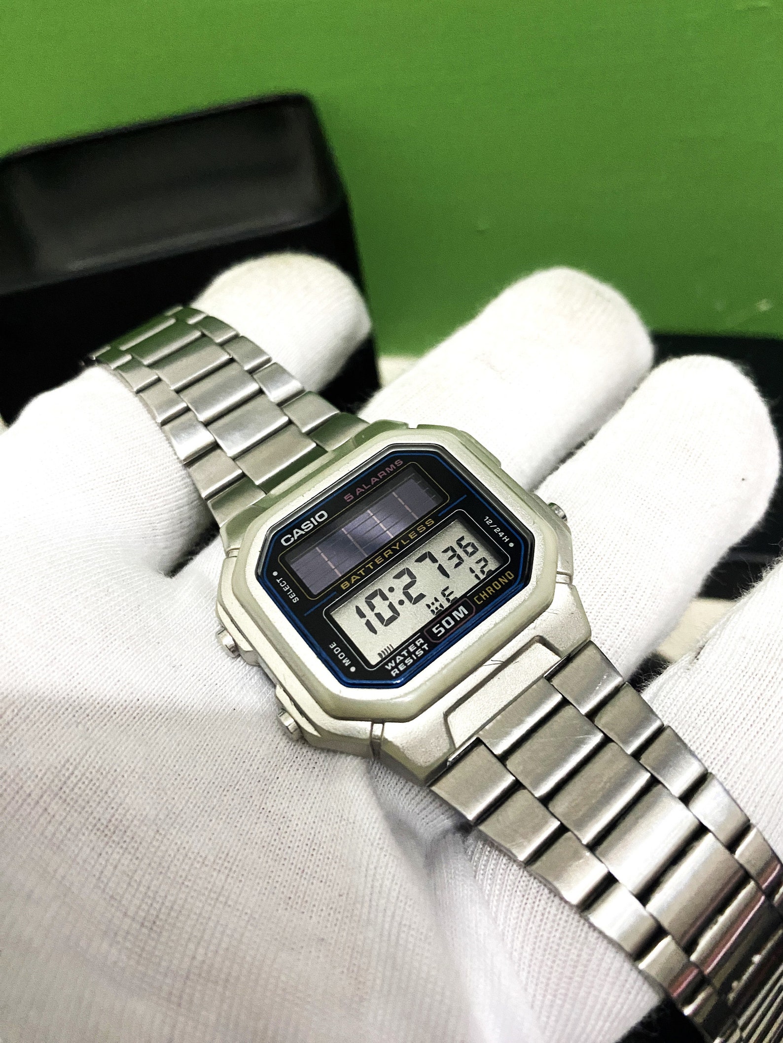 Vintage Silver Tone Casio AL-190W SOLAR Power / 3274 Module LCD Digital ...