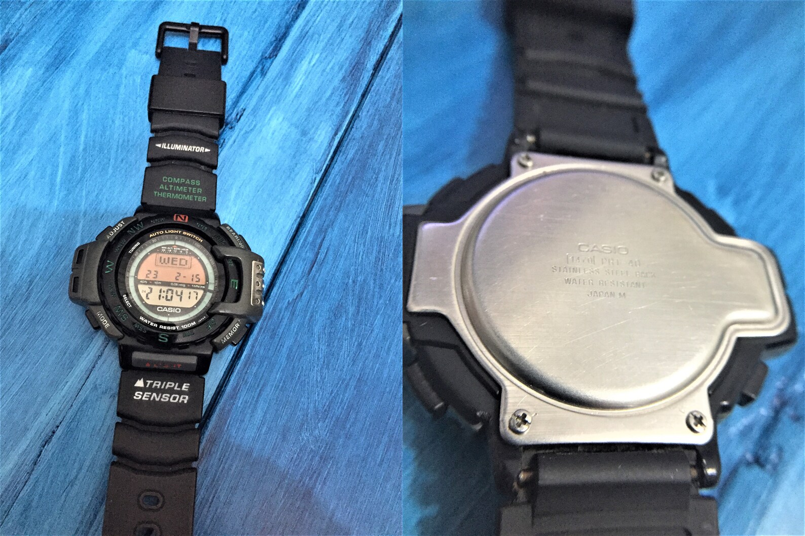 Vintage Men Casio PRT Pro Prt-40 / Modüle 1470 TEK/ Watch Triple Sensor ...