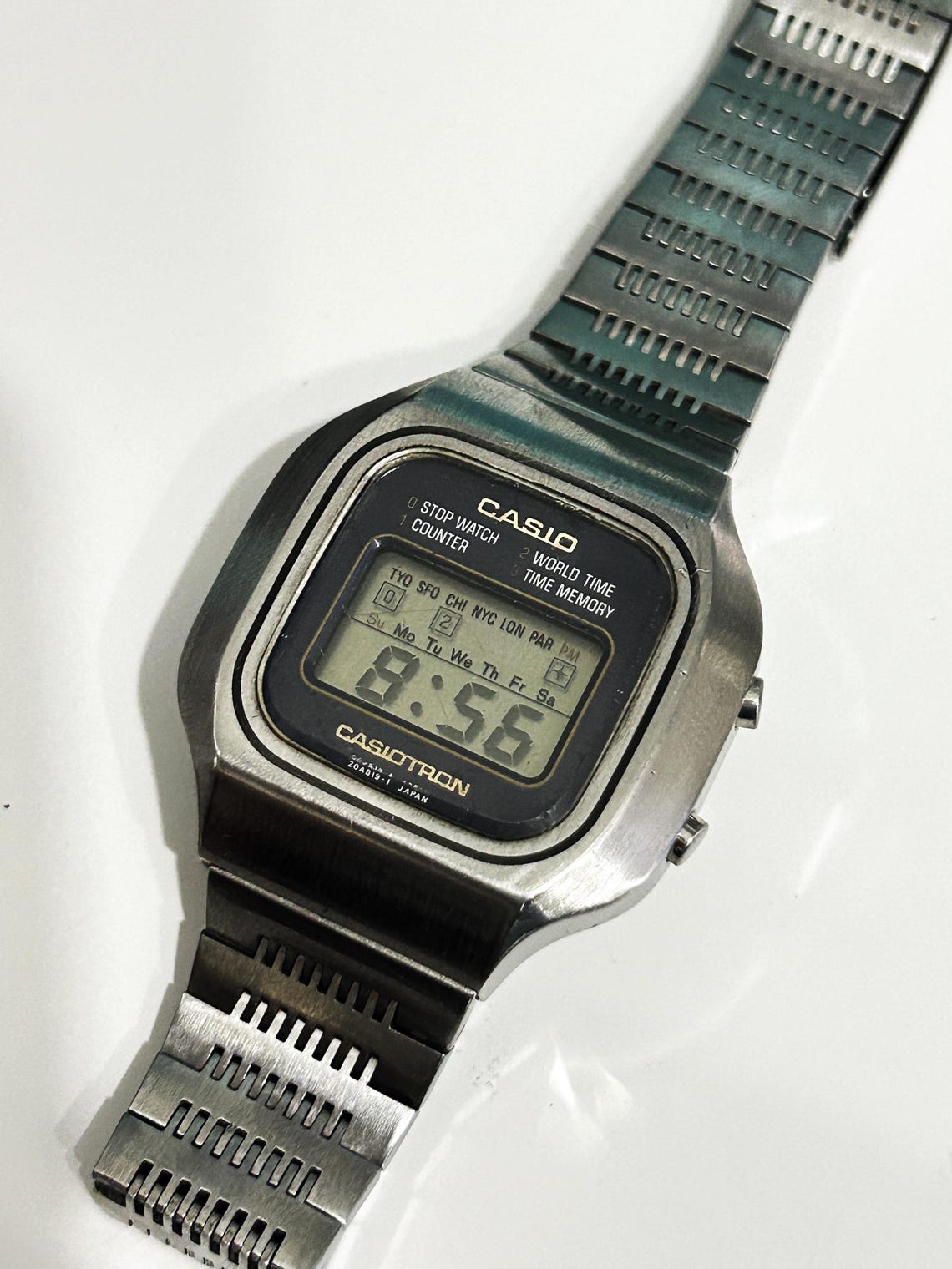 Casio Casiotron S-14/ Watch Mens Digital LCD World Time/ 1970s Digital ...