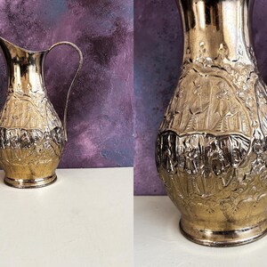 Vintage Arabic Persian Brass Pitcher, 3D Design, Engraving Workmanship ...