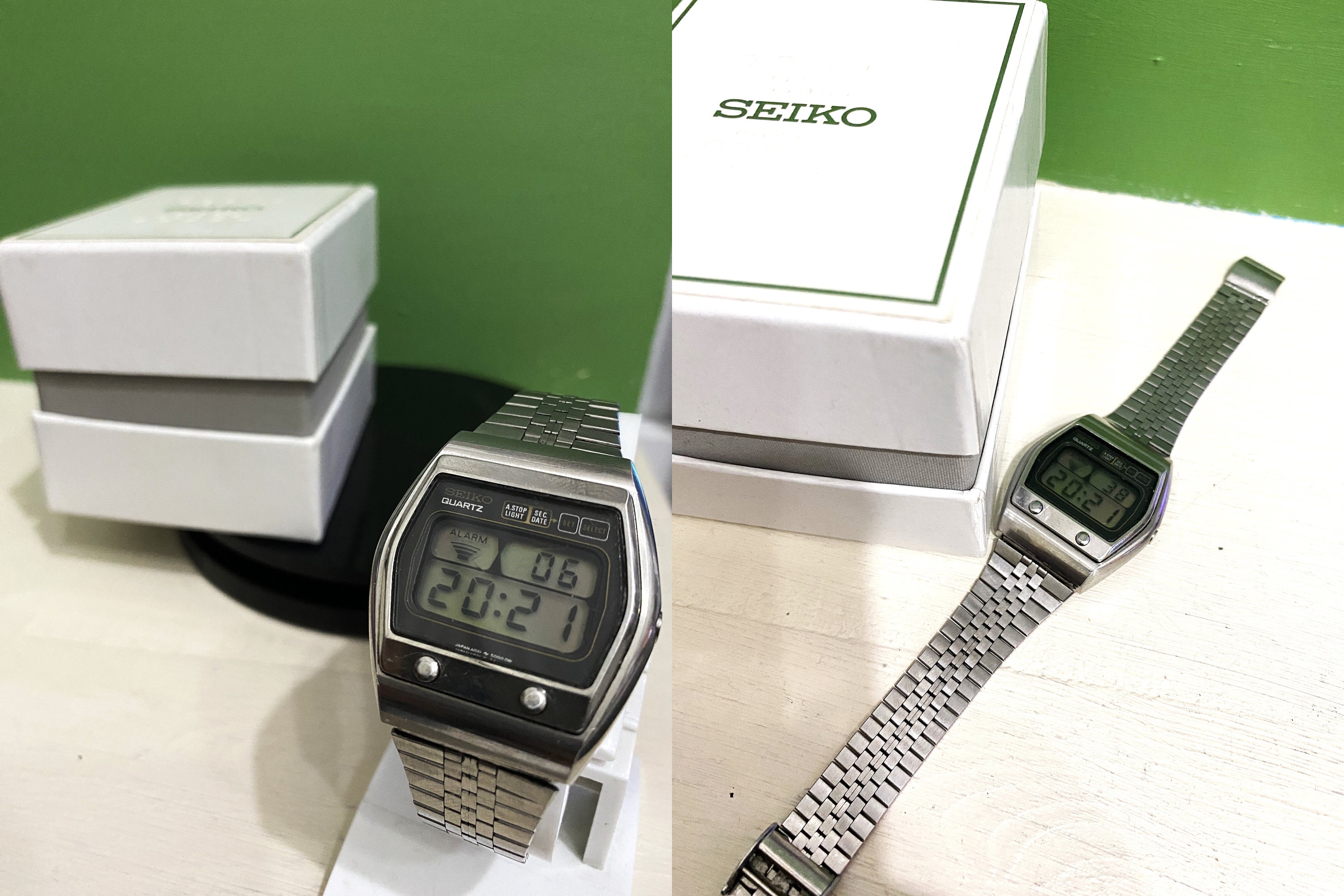 RARE Vintage Seiko A031-5000/ Quartz Stainless Steel LC Digital Alarm ...