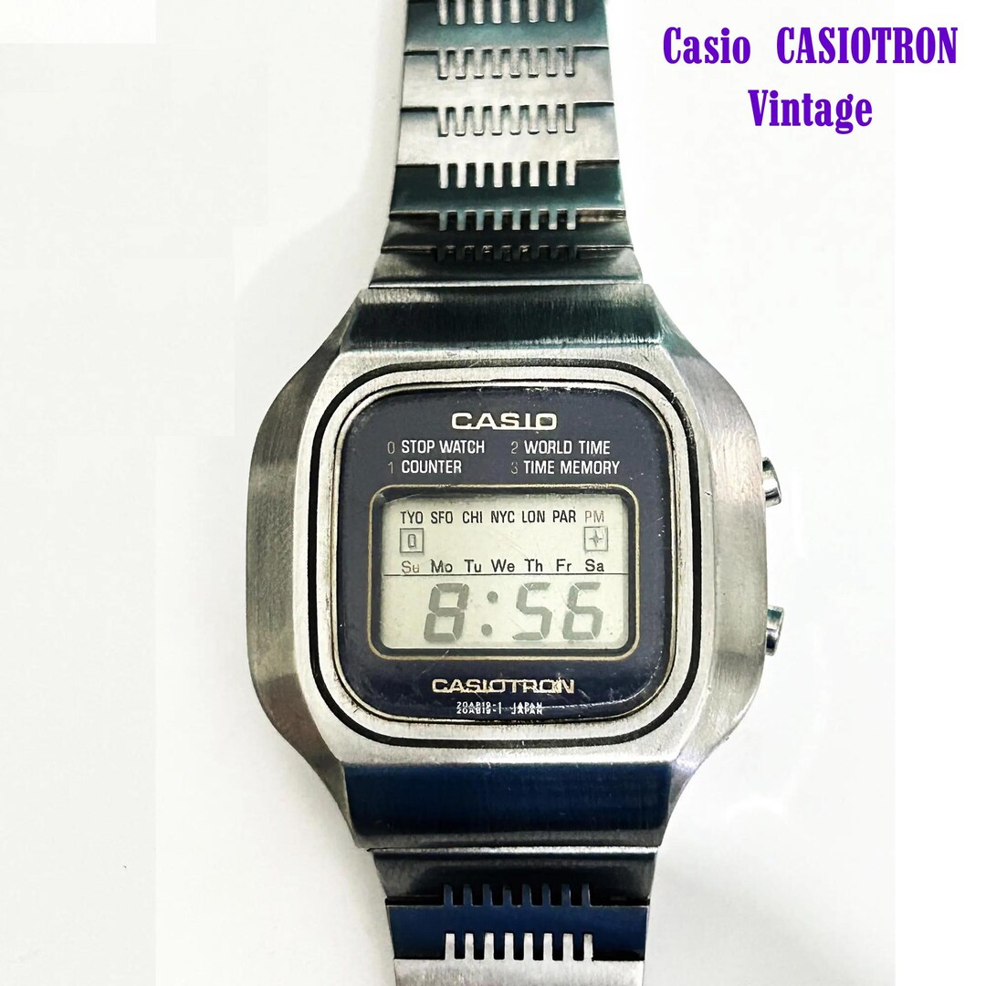 Casio Casiotron S-14/ Watch Mens Digital LCD World Time/ 1970s Digital LCD Watch/very Good ...