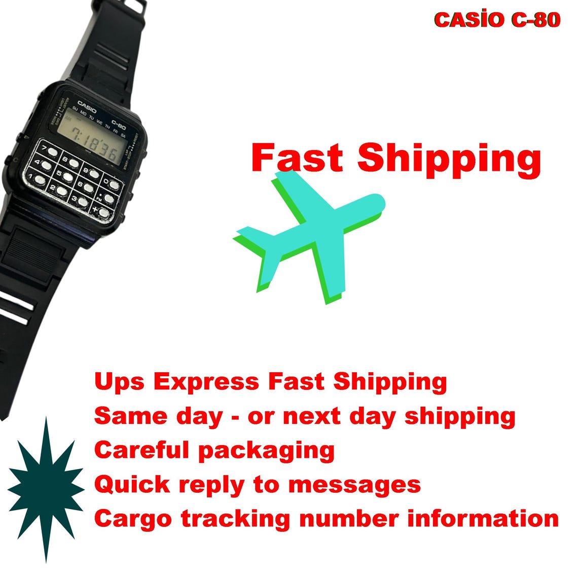 Vintage Casio C-80 Calculator/ Watch Module 133 Graphing Calculator ...