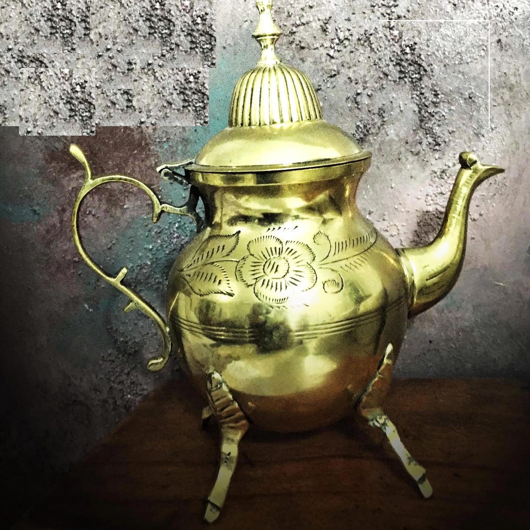 Rare French Brass Teapot 1960s/ Handmade Special Embroidered Teapot ...