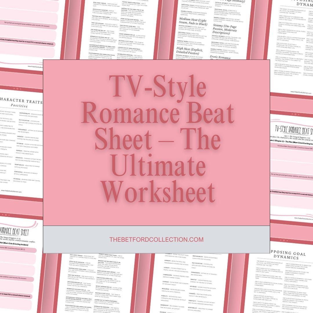 Tv-style Romance Beat Sheet Worksheets | 30-page Romance Novel Planner ...