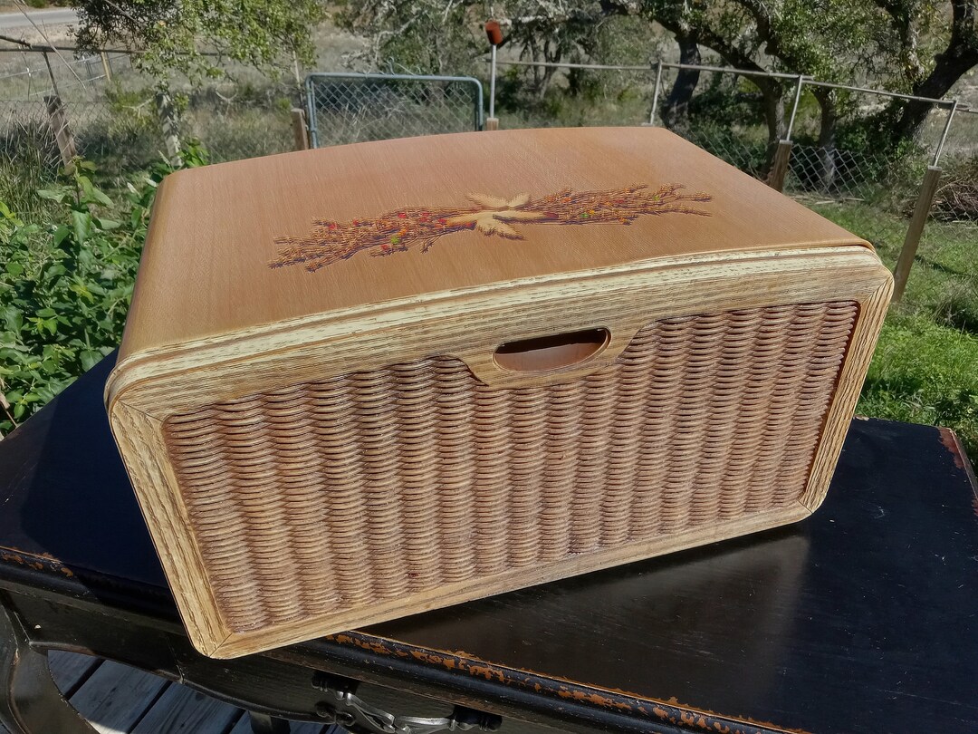 Vintage Bread Box in Basketweave Style - Etsy