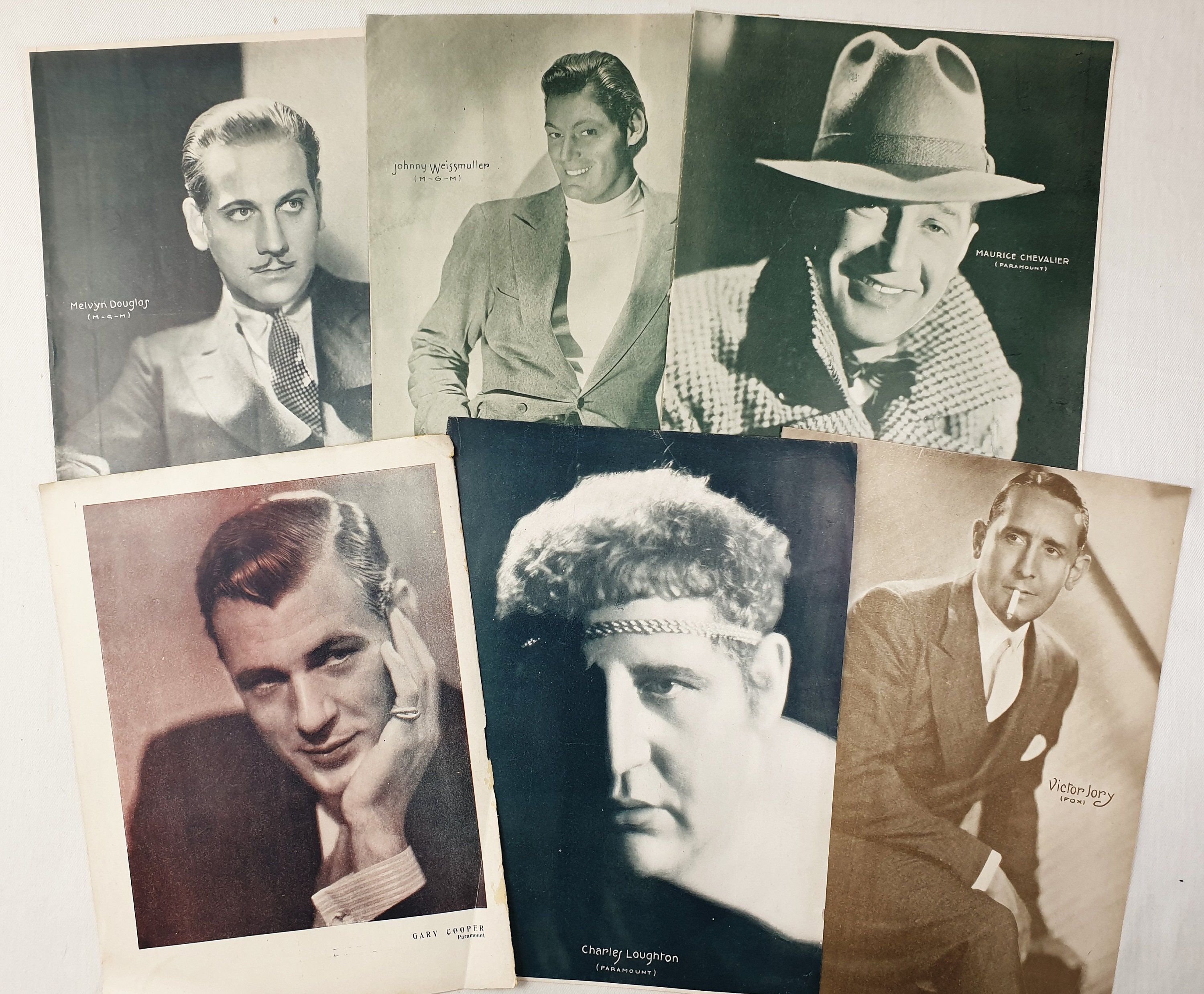 Lot of 6 Vintage 1930s Men Film Star Magazine Portrait Pages Gary ...