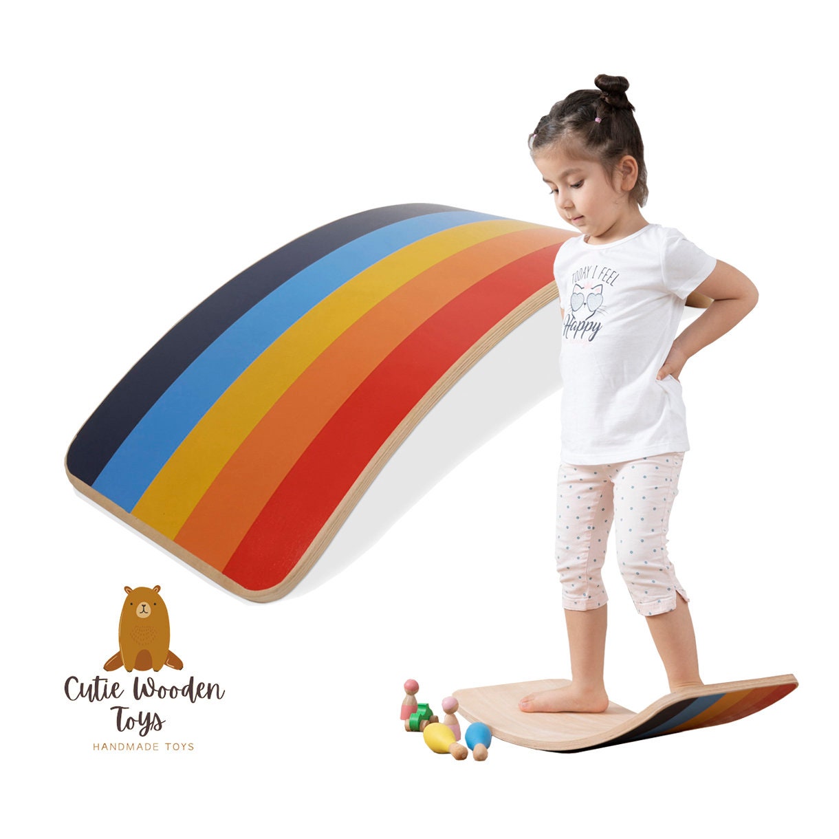 Wooden Balance Board, Wooden Rocking Toy, Christmas Gift for Kids ...