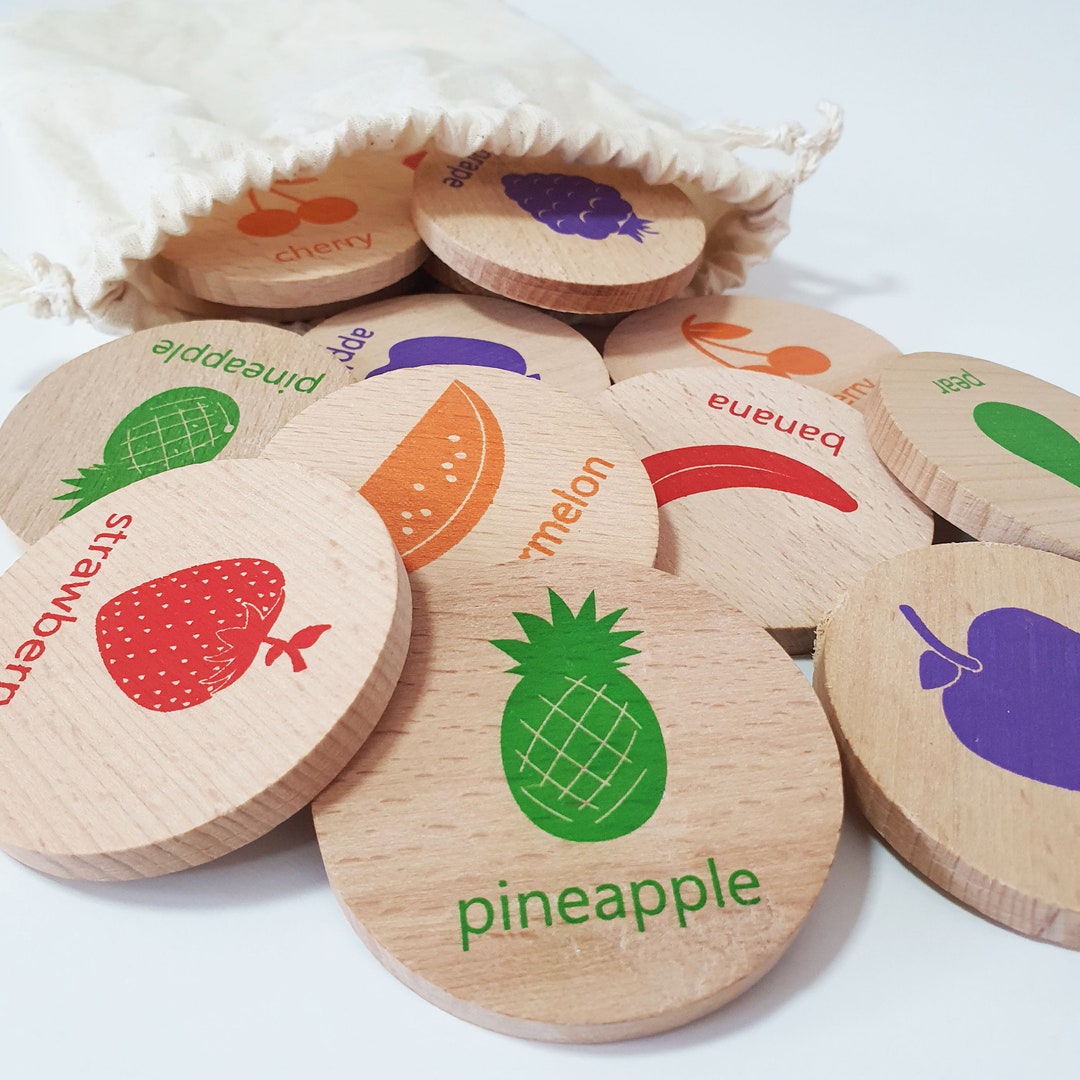 Wood Memory Game for Kids, Matching Cards, Wood Montessori Toys ...