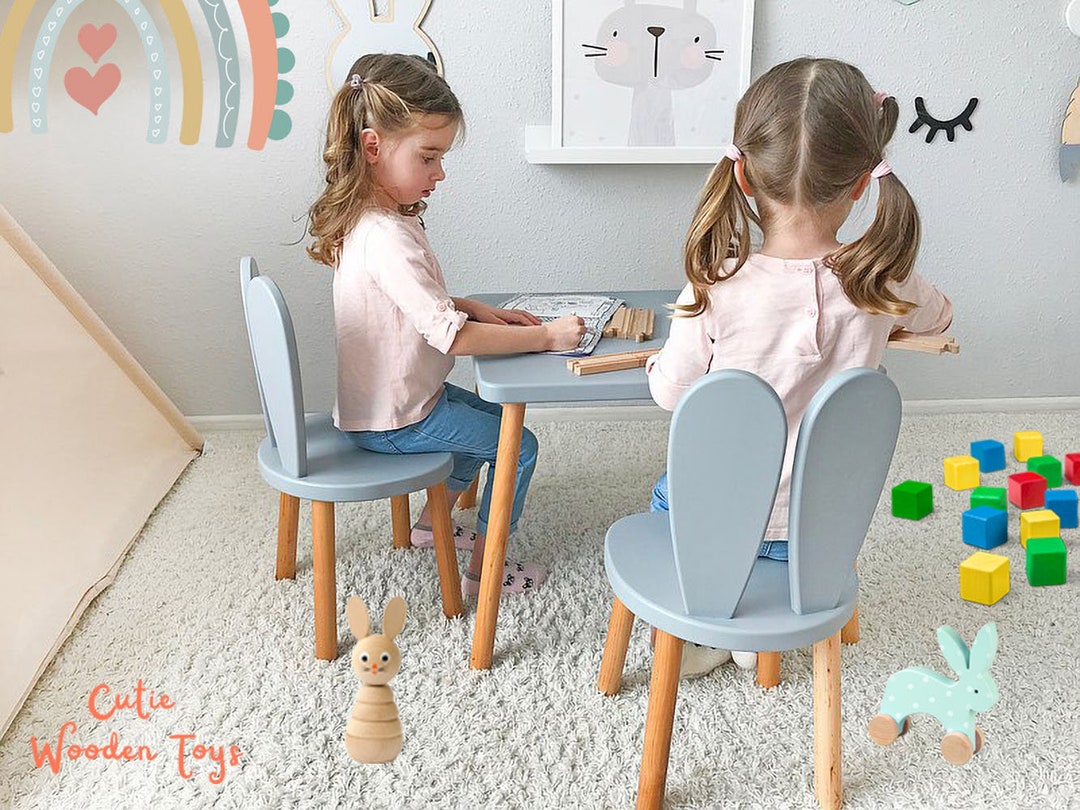 Rabbit Chair, Wooden Chair for Kids, Wooden Kids Table and Chair Set ...