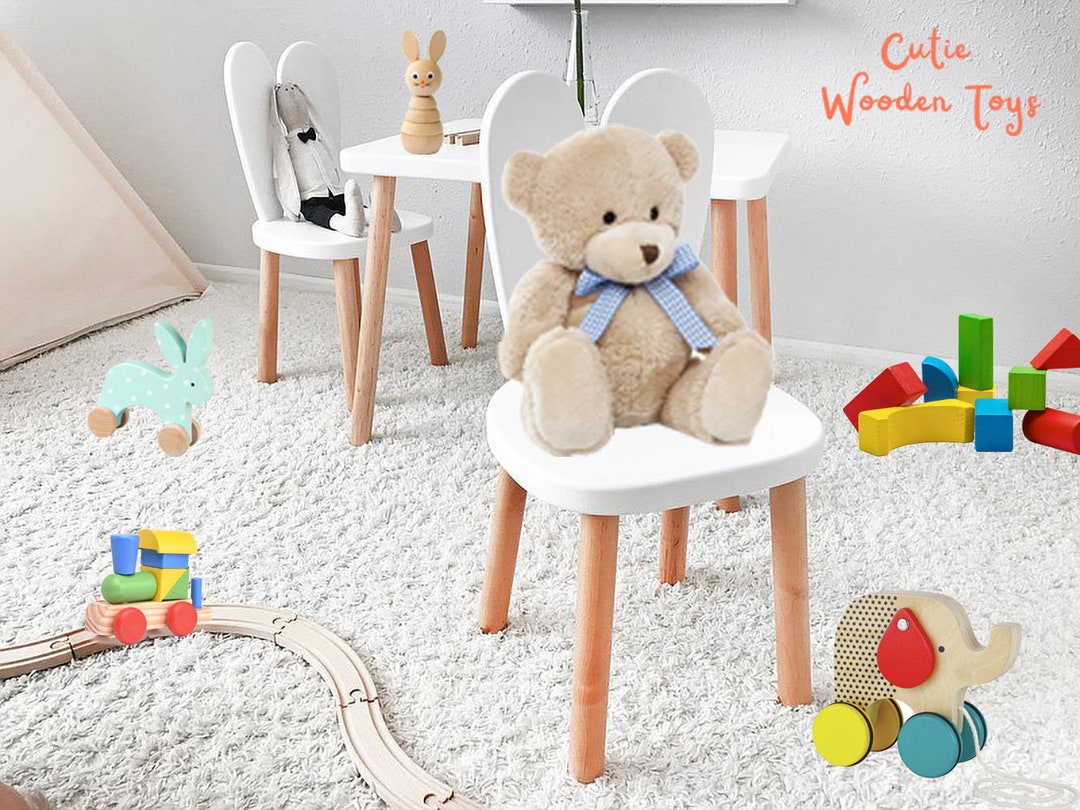Rabbit Chair Wooden Chair for Kids Wooden Kids Table and - Etsy