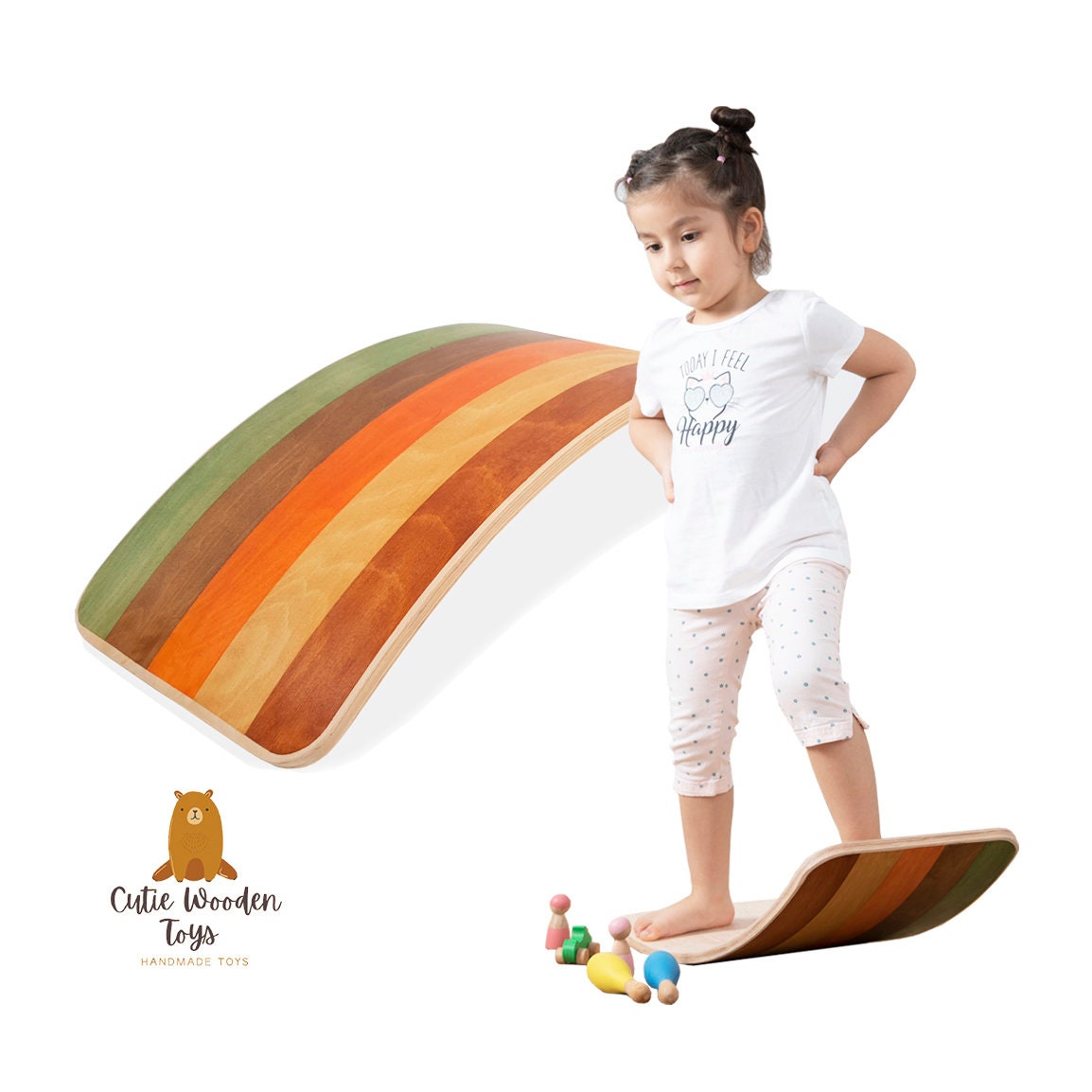 Wooden Balance Board, Wooden Rocking Toy, Christmas Gift for Kids ...
