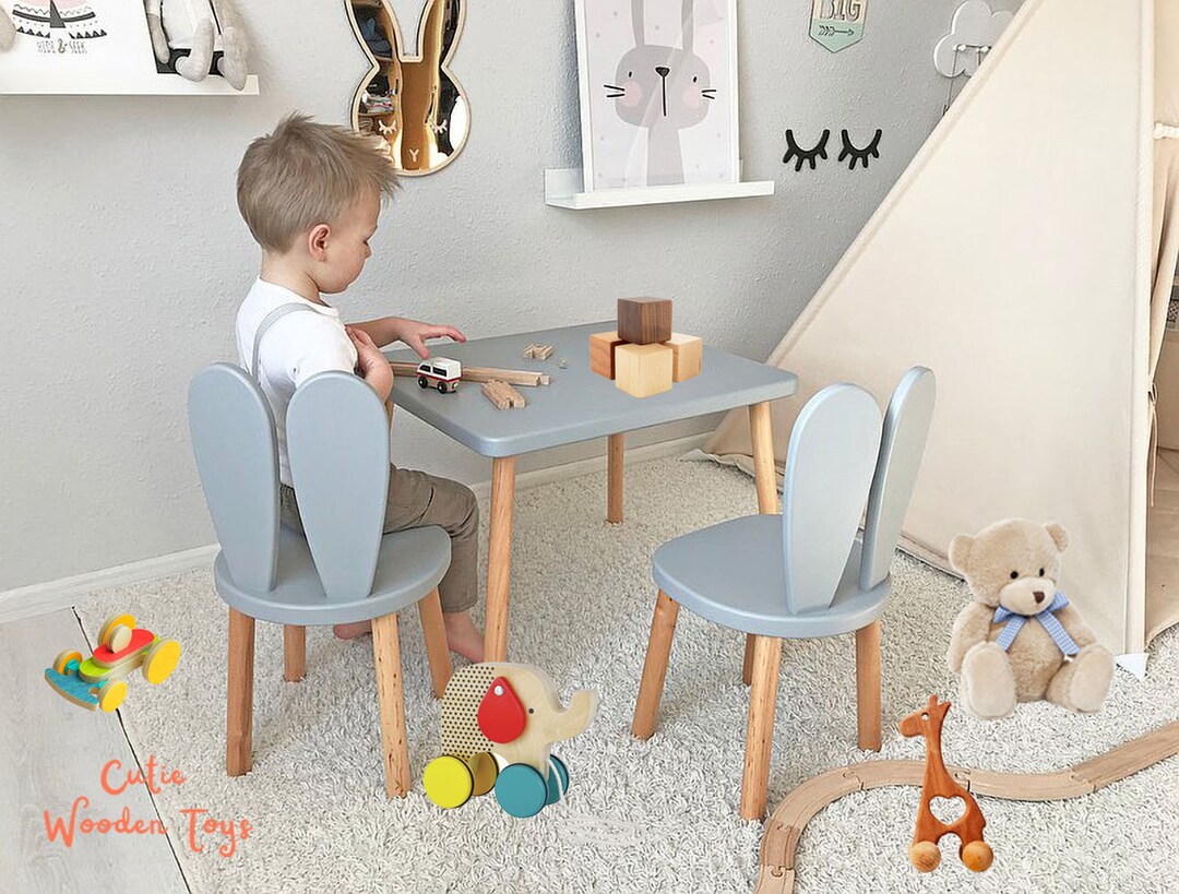 Rabbit Chair, Wooden Chair for Kids, Wooden Kids Table and Chair Set ...