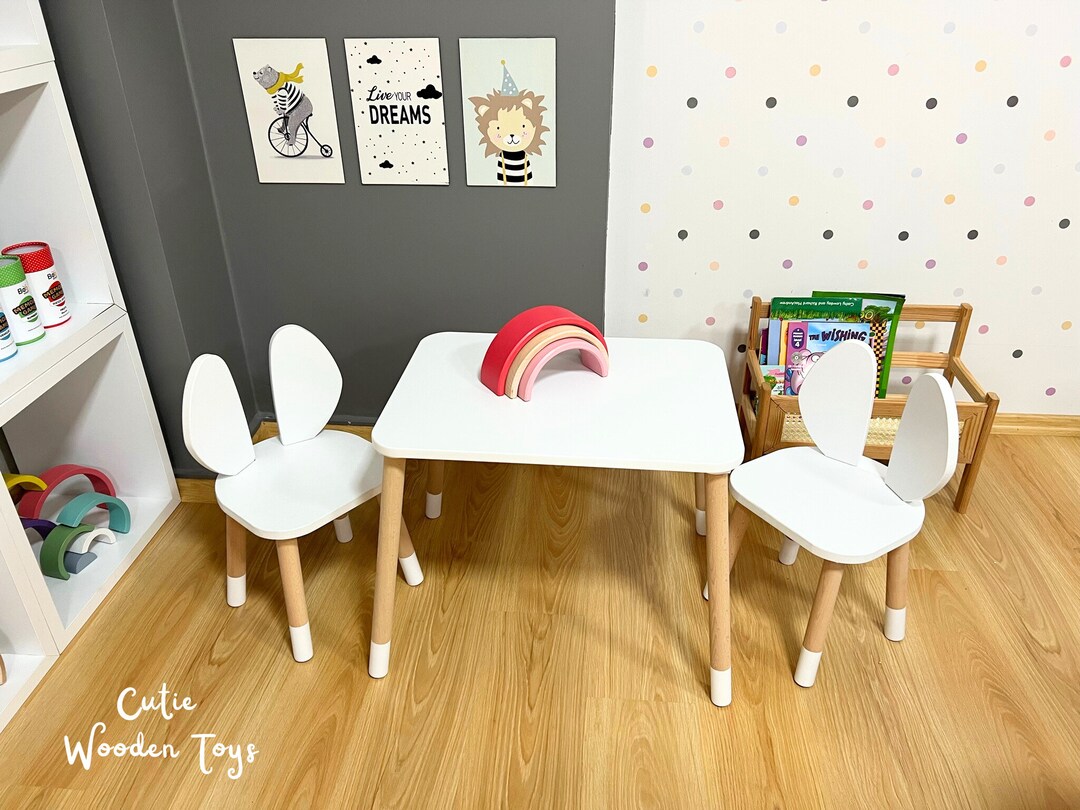 Montessori Table and Chair Wooden Kids Table and Chairs Set - Etsy