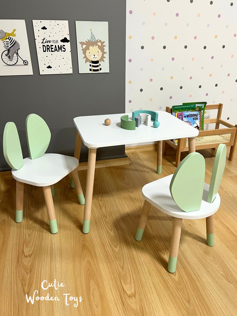 Montessori Table and Chair Wooden Kids Table and Chairs Set - Etsy