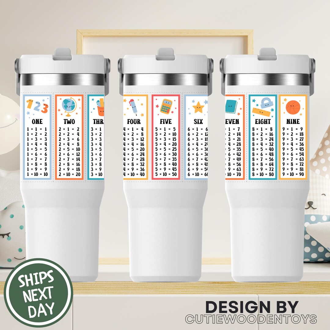 Multiplication Table 30oz Tumbler, Back to School, Kid Water Bottle ...
