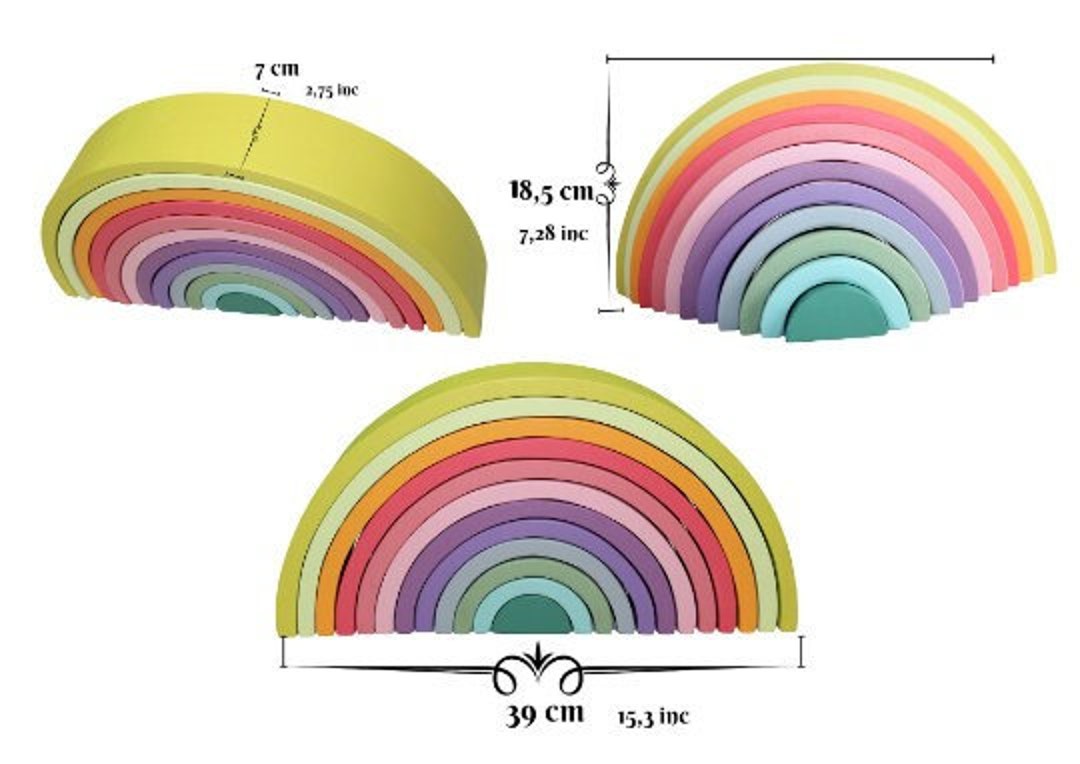 Large Wooden Stacker Rainbow, Pastel Colored Rainbow Wooden Toys ...