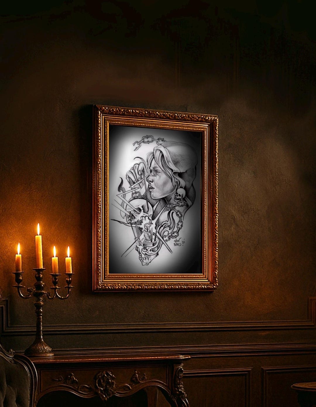 Chains of Light Art Print: Gothic Inspired Wall Art by Von Mac - Etsy