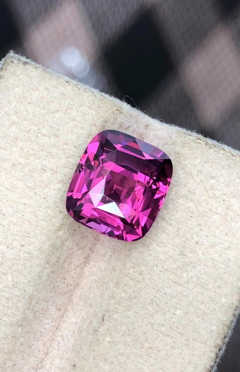 Neon Purplish Pink Garnet, Cushion Cut Garnet January Birthstone, 6.140 ...