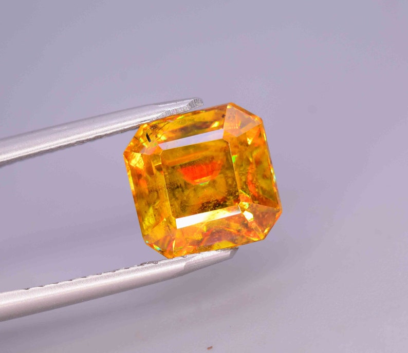 Natural Titanite Sphene Gemstone , Square Emerald Cut Ring\jewelry Size ...