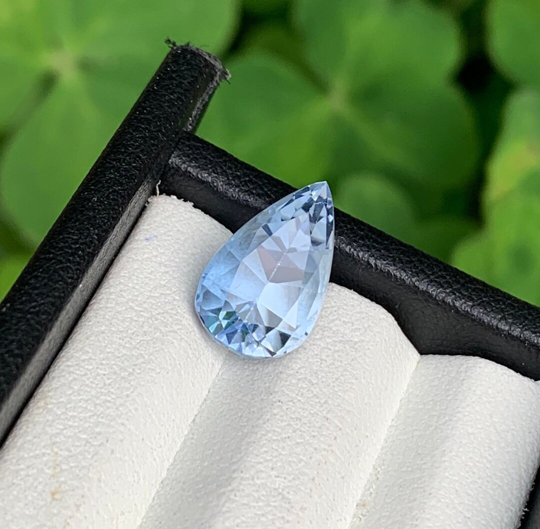 Aquamarine Loose Gemstone, Blue Aquamarine Cut Stone, Faceted Pear ...