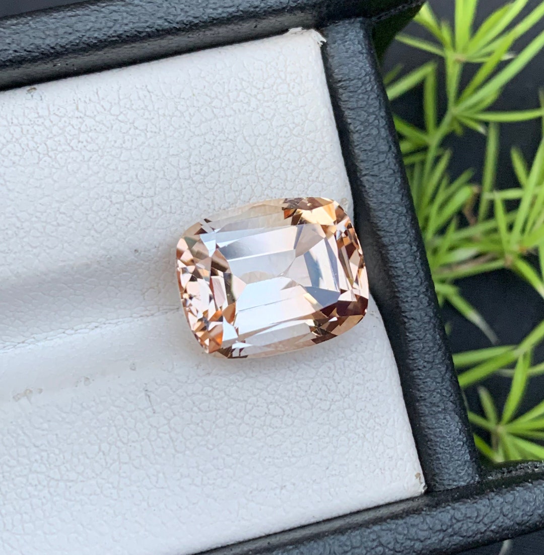 Natural Topaz Gemstone, Cushion Cut Sherry Color, Ring & Jewelry Size ...