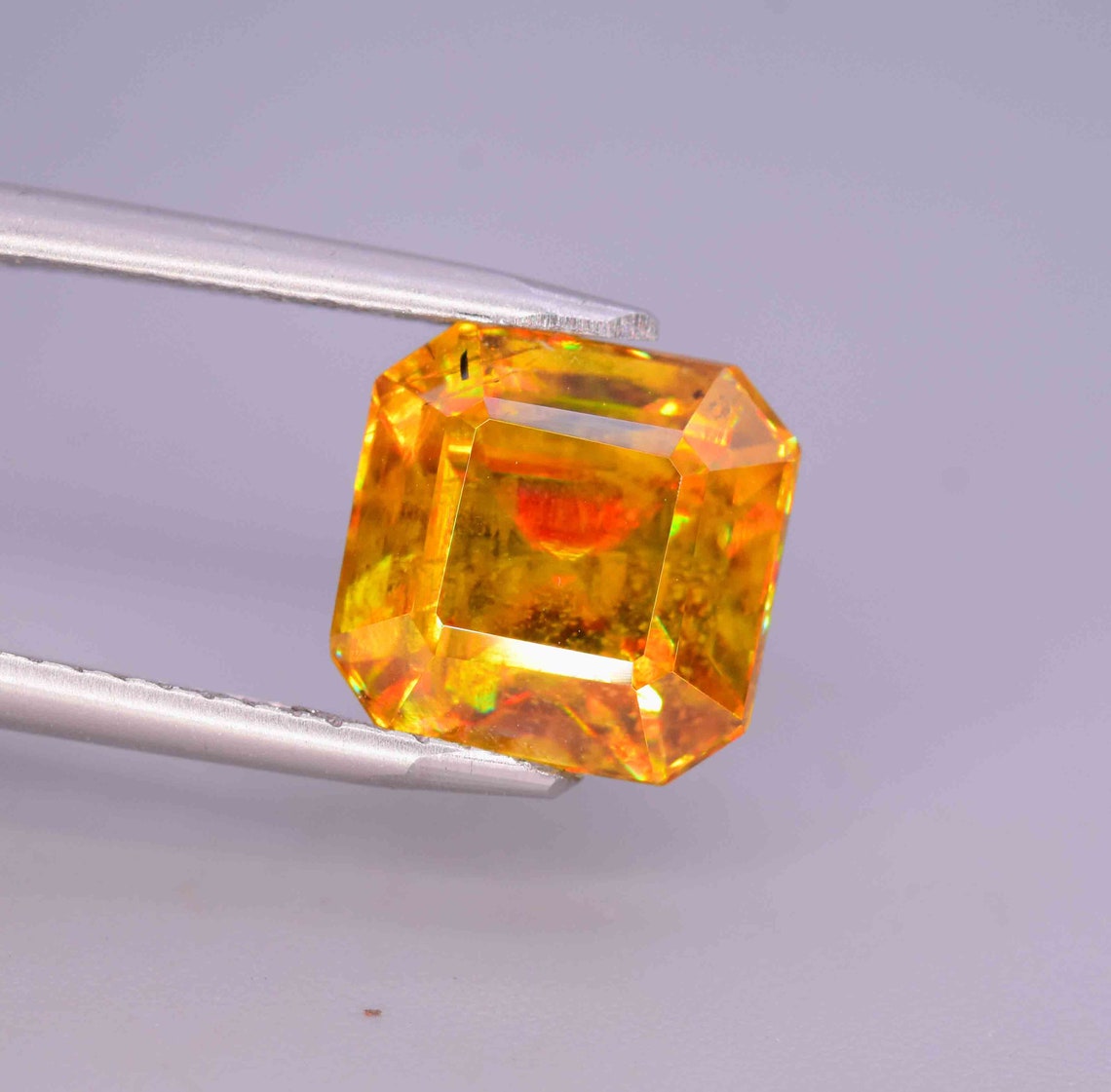 Natural Titanite Sphene Gemstone , Square Emerald Cut Ring\jewelry Size ...