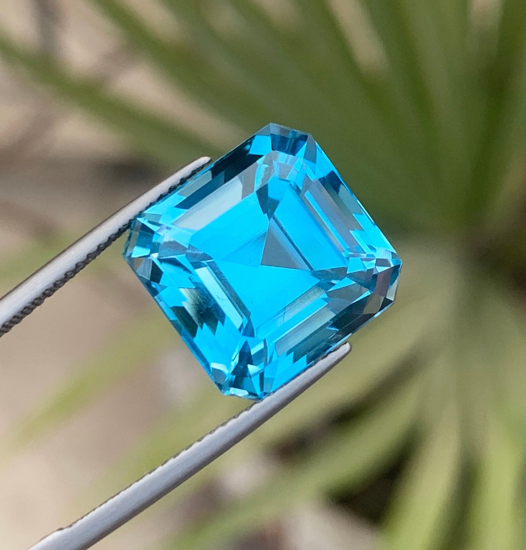 Swiss Blue Topaz Gemstone | Natural Swiss Blue Color | Asscher Cut ...