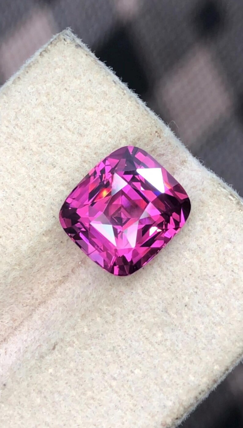 Neon Purplish Pink Garnet, Cushion Cut Garnet January Birthstone, 6.140 ...