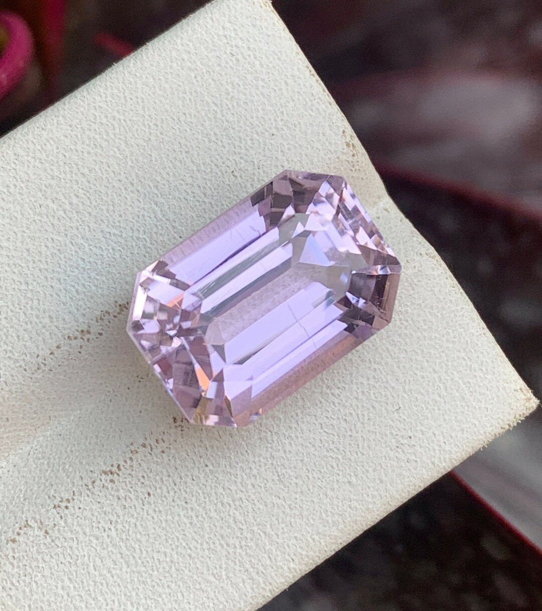 Misty Rose Pink Kunzite Gemstone: 17.50 Carat Emerald Cut, September ...